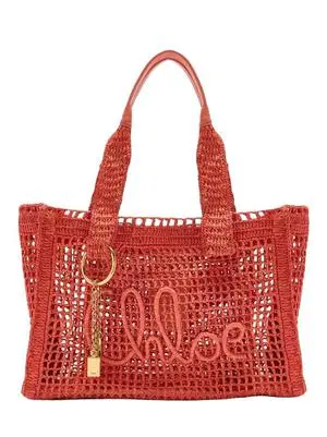 Chloé Chloe Summer Banana East-West Tote Bag Red