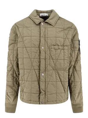 Stone Island Collared Quilted Jacket - Nude