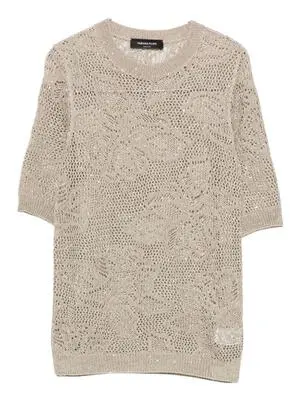 Fabiana Filippi Openwork Short-sleeve Sweater - Khaki Green