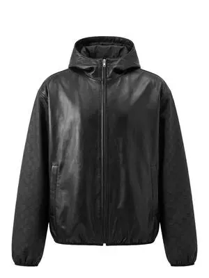 Gucci Zip-up Hooded Jacket With Monogram Print - Black