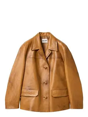 Miu Miu Leather Jacket - Brown