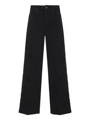 Farm Rio High Rise Embroidered Jeans - Black