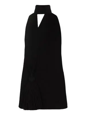 BOTTEGA VENETA Bottega Veneta Black Ribbed Knit Tassel Embellished Top