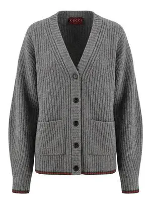 Gucci V-neck Oversized Cardigan - Gray