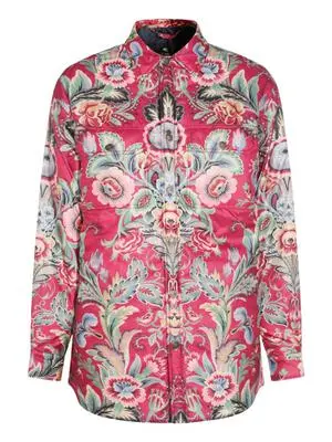 Etro Floral-printed Long-sleeved Coat - Multicolor