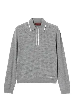 Gucci Perforated Polo Shirt Gray