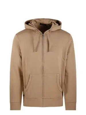 Ralph Lauren Embroidered Logo Zip-up Hoodie - Beige