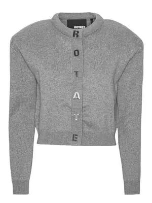 ROTATE BY BIRGER CHRISTENSEN Ribbed Long-sleeved Knit Sweater - Gray
