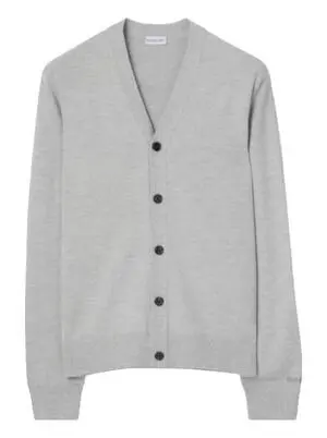 BURBERRY Burberry V-Neck Wool Cardigan With Embroidered Logo