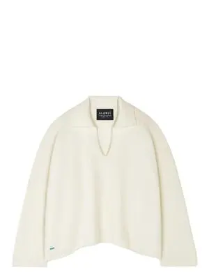 Alanui Polo-collar Ribbed Sweater - White