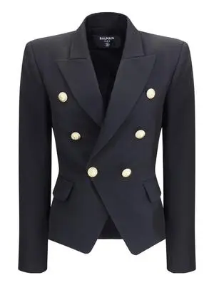 Balmain Double-breasted Wool Jacket - Black