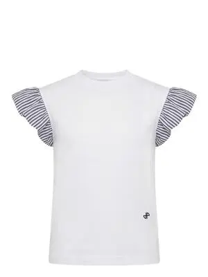 PATOU Ruffled Stripe-sleeve T-shirt - White