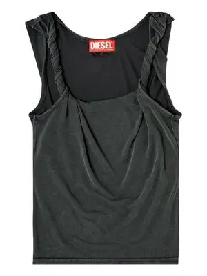 DIESEL® Diesel Ribbed Tank Top With Embroidered Logo Gray