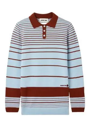 SHUSHU/TONG Striped Knitted Polo Sweater - Blue