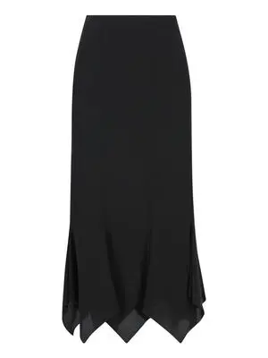 Valentino Garavani Pleated Asymmetric Hem Midi Skirt - Black