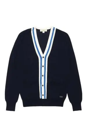 Burberry Long-sleeved V-neck Cardigan With Contrast Trim - Black