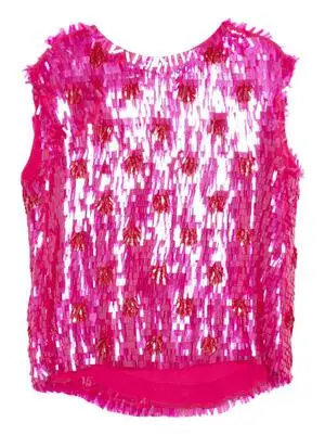 Dries Van Noten Sequined Sleeveless Top - Pink