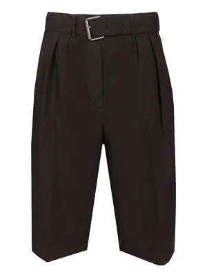 Dries Van Noten Peaches Pleated Bermuda Shorts With Belt - Black