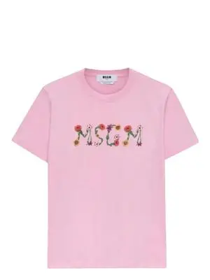 MSGM Floral Logo T-shirt - Pink