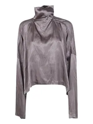 Rick Owens High Neck Long Sleeve Blouse - Gray