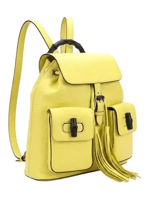 Gucci Bamboo Grain Leather Backpack - Yellow