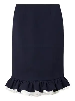 SHUSHU/TONG Ruffled Layered Midi Skirt - Navy