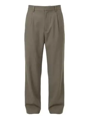 Closed Pleated Straight-leg Pants - Smoky Grey