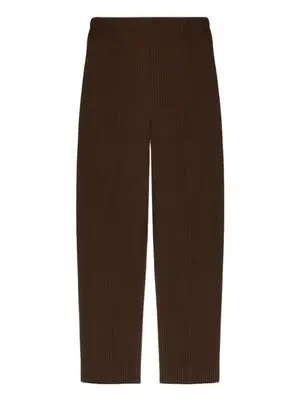 Issey Miyake Homme Plissé Pleated Tuxedo Trousers - Brown