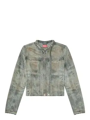 DIESEL® Slim Denim Jacket With Zip Closure - Grey