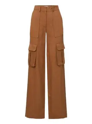 Veronica Beard High Waist Wide Leg Cargo Pants - Brown