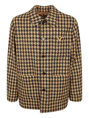 Valentino Garavani Houndstooth Button-up Coat - Black