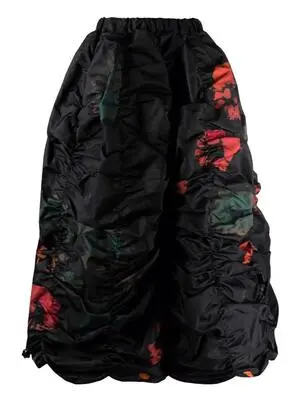 Marni Floral Gathered Skirt - Black
