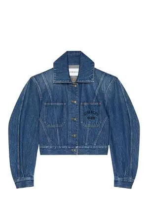 Givenchy Givenchy Cropped Denim Jacket With Embroidered Patch Medium Blue