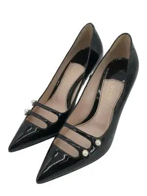 Gucci Logo Embellished Pointed High Heel Pumps - Black