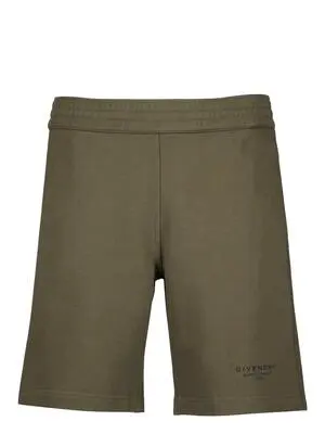 Givenchy Bermuda Shorts In Fleece With Stamp Print - Khaki