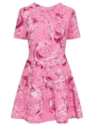 Versace Versace Jeans Couture Baroque Print Crewneck Mini Dress Pink