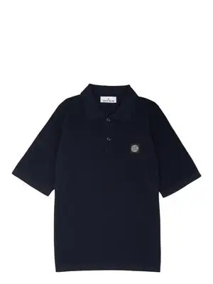 Stone Island Stone Island Logo Patch Short-Sleeve Polo Shirt Navy