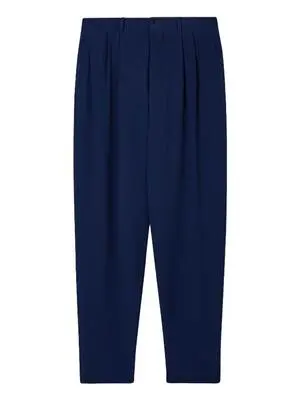 Giorgio Armani Stretch Wool Seersucker Double-pleat Trousers - Blue