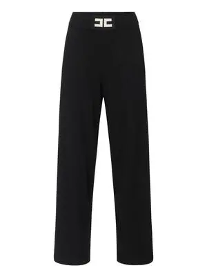 Elisabetta Franchi Logo Palazzo Trousers - Black/milk