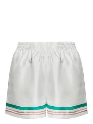 Casablanca Elasticated Waist Shorts With Graphic Detailing - White