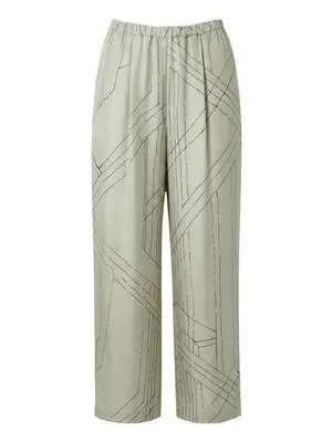 ALYSI Printed Wide-leg Trousers - Gray