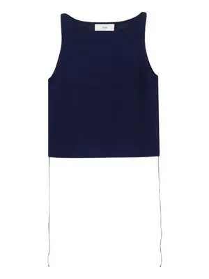 DUNST Sleeveless Knit Top With Drawstring Detail - Navy