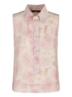 Seventy Sleeveless Collared Vest - Pink