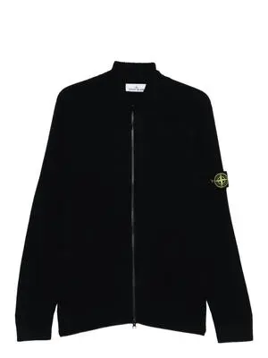 Stone Island Logo Patch Zip-up Cardigan - Long-sleeved Sweater