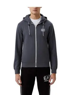 EA7 Zip Up Hooded Sweater - Black