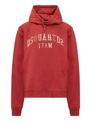 Dsquared2 Distressed Logo Hoodie - Red
