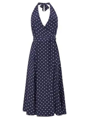 P.a.r.o.s.h Polka Dot V-neck Halter Dress - Black