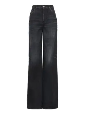 Chloé Logo Patch Wide-leg Jeans - Agate Black