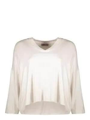 HERNO Herno V-Neck T-Shirt With Satin Finish And Logo Plaque