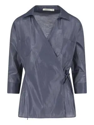 Paloma Wool Wrap V-neck Top - Gray